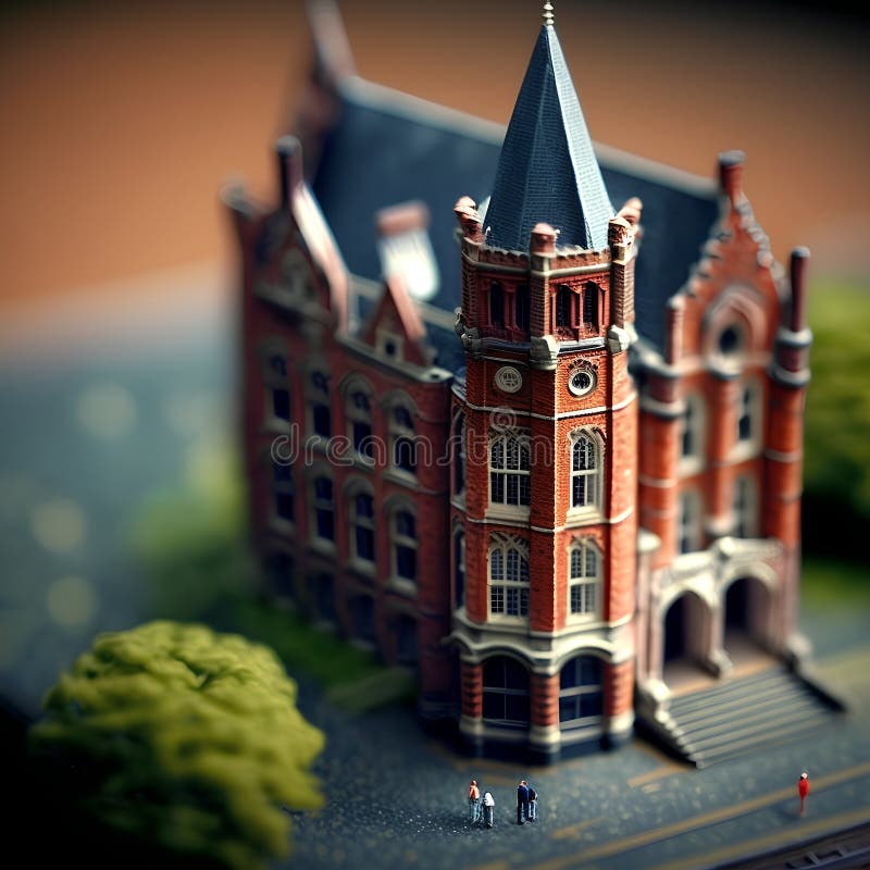 Miniature Model of the Old Castle on a Dark Background. Selective Focus ...