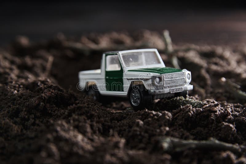 Miniature Model of an Old Truck Car on the Ground Stock Photo - Image ...