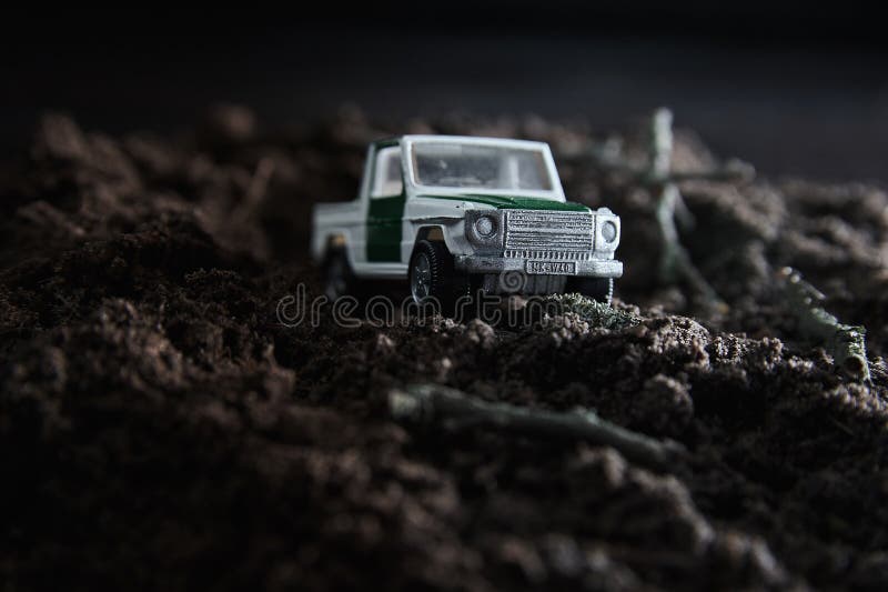 Miniature Model of an Old Truck Car on the Ground Stock Photo - Image ...