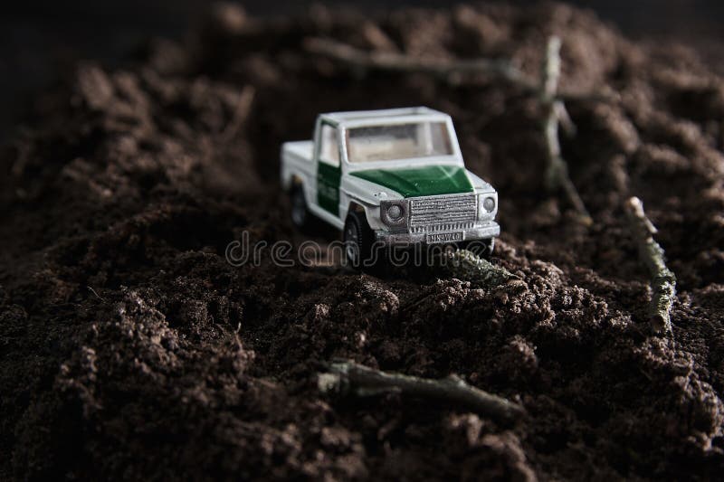 Miniature Model of an Old Truck Car on the Ground Stock Image - Image ...