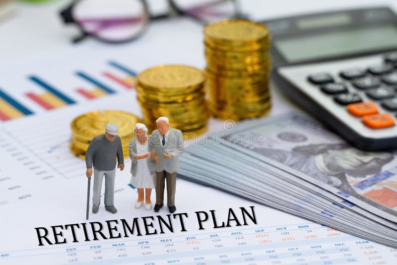 Miniature Model of Senior People Standing on Retirement Plan Report ...