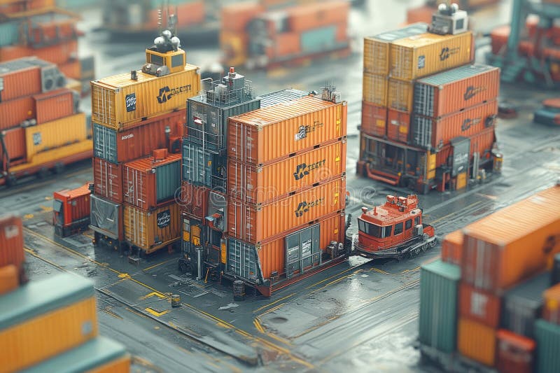 A Miniature Model of a Shipping Container Port, with Several Containers ...