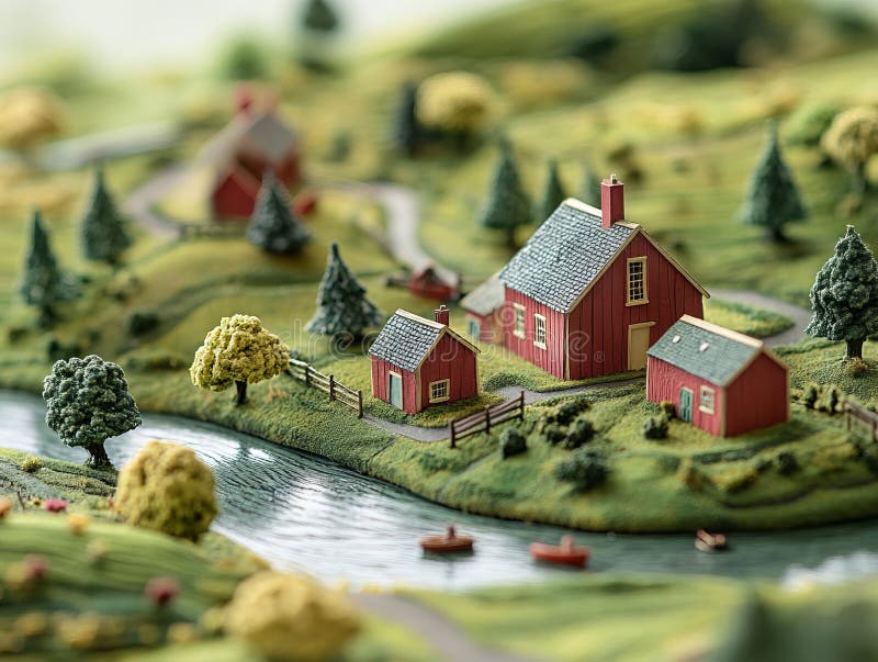 Red Miniature House Model Wooden Fence Stock Photos - Free & Royalty ...