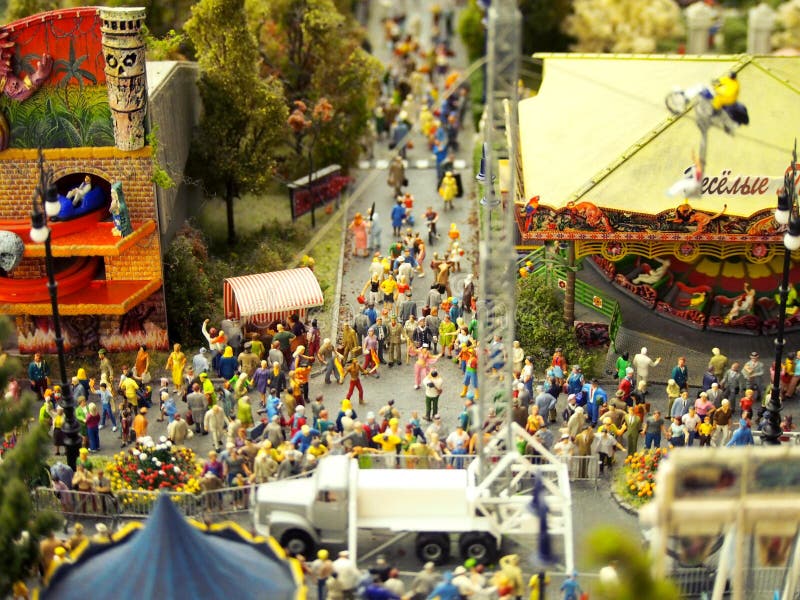 Miniature Model of a Street Fair or Carnival Stock Photo - Image of ...