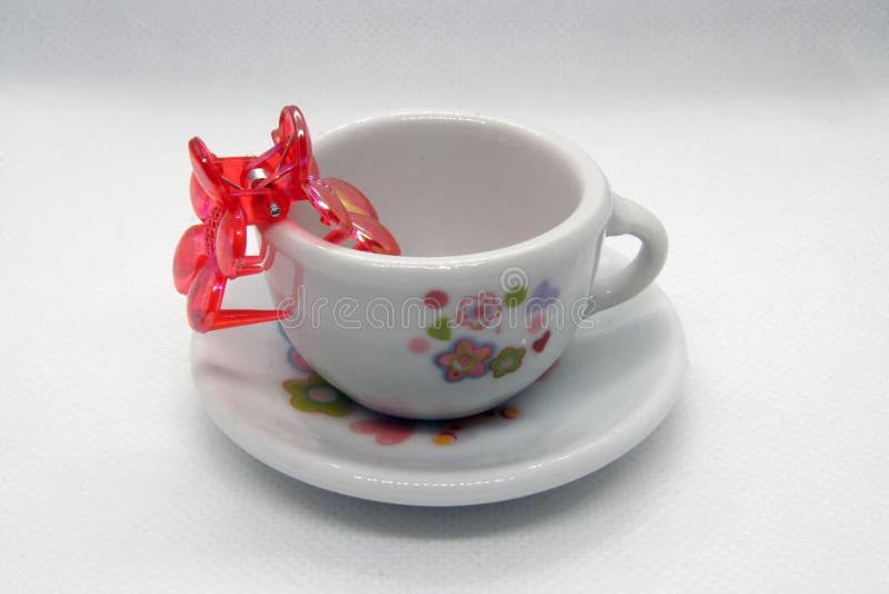 Miniature Model of a Tea Cup. Kids Playing Tea Set Stock Image - Image ...