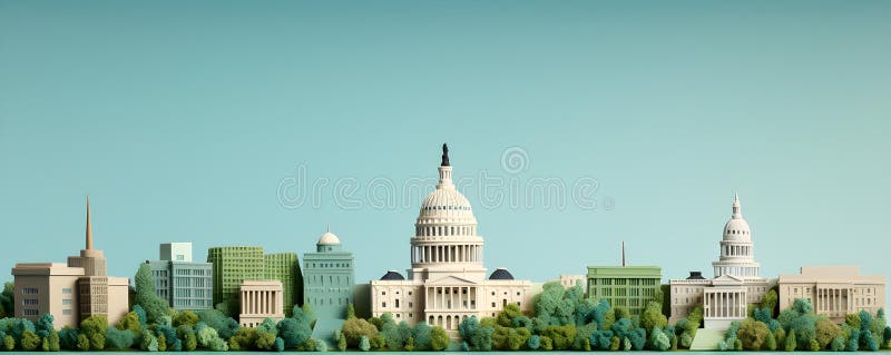 Miniature Model of Washington DC Skyline in United States D Rendering ...