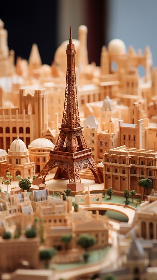 Miniature Models of Buildings and Tourist. Eiffel Tower in Paris ...