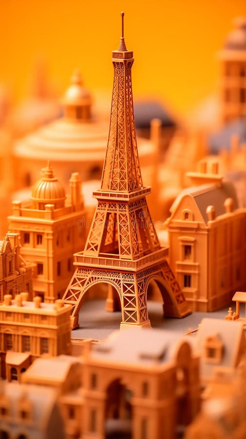 Miniature Models of Buildings and Tourist. Eiffel Tower in Paris ...