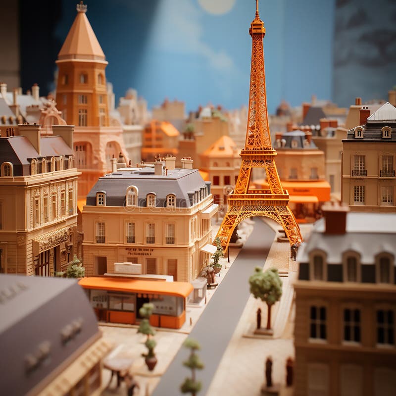 Miniature Models of Buildings and Tourist. Eiffel Tower in Paris ...