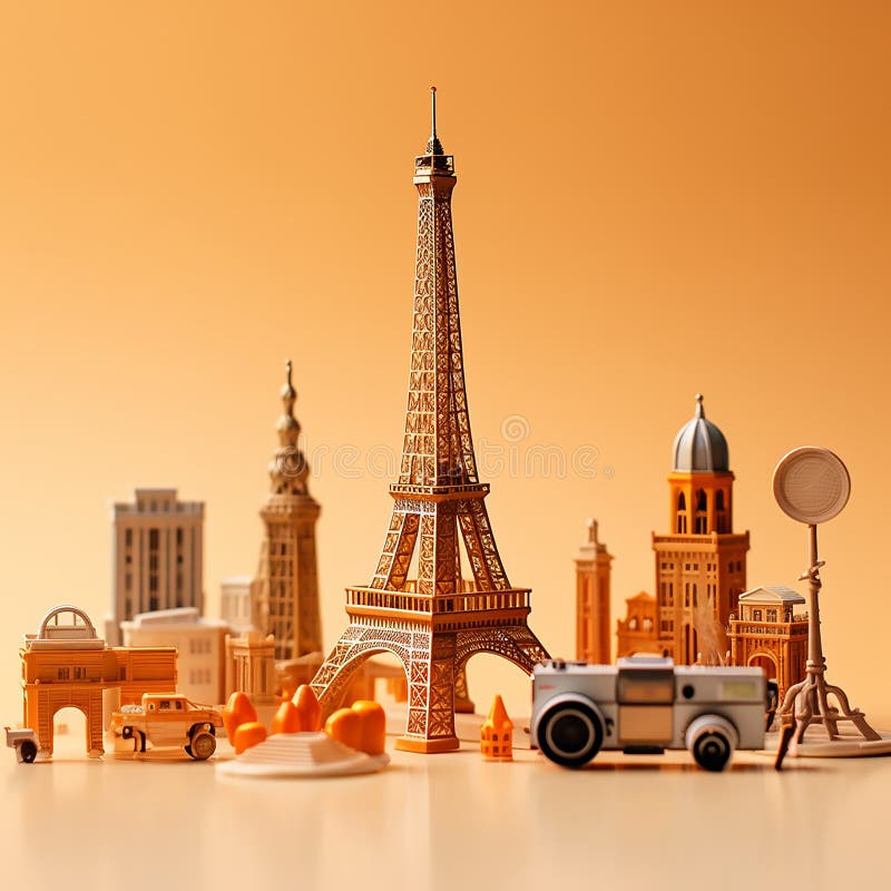 Miniature Models of Buildings and Tourist. Eiffel Tower in Paris ...