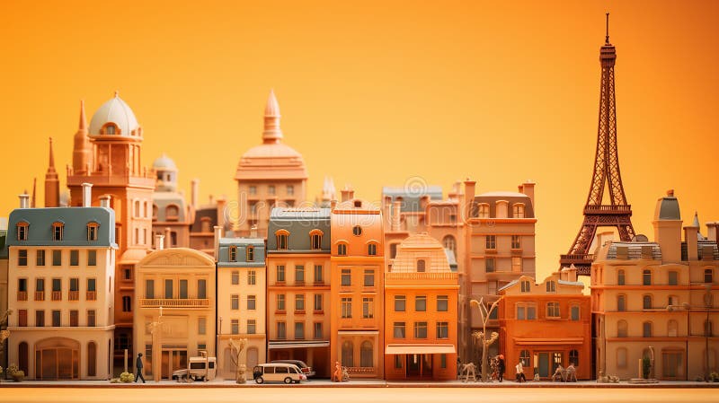 Miniature Models of Buildings and Tourist. Eiffel Tower in Paris ...