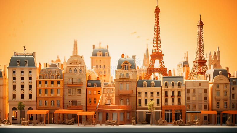 Miniature Models of Buildings and Tourist. Eiffel Tower in Paris ...