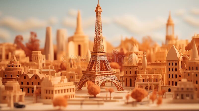 Miniature Models of Buildings and Tourist. Eiffel Tower in Paris ...