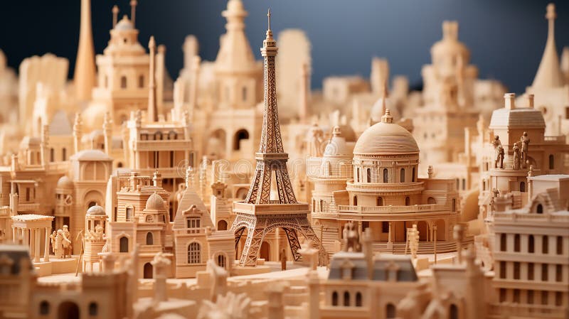 Miniature Models of Buildings and Tourist. Eiffel Tower in Paris ...