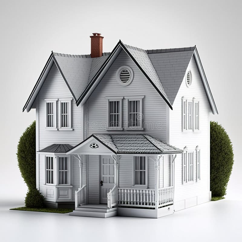 Miniature of a Modern White Two-storey House in 3d. Generative AI Stock ...
