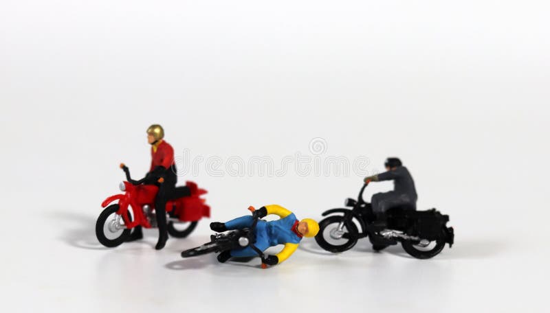 Miniature Motorcycle Rider. Miniature Motorcycle Driver Who Crashed ...