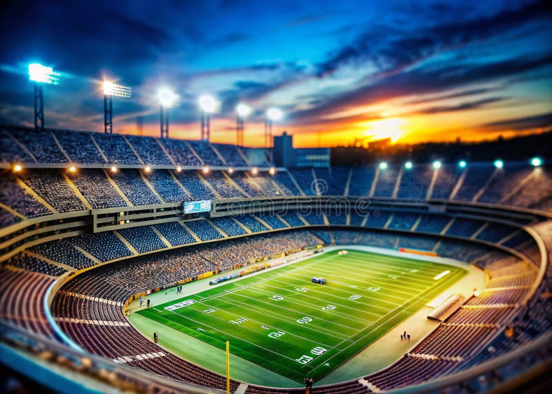A Miniature Night Football Stadium TiltShift Panorama Captures Dramatic ...
