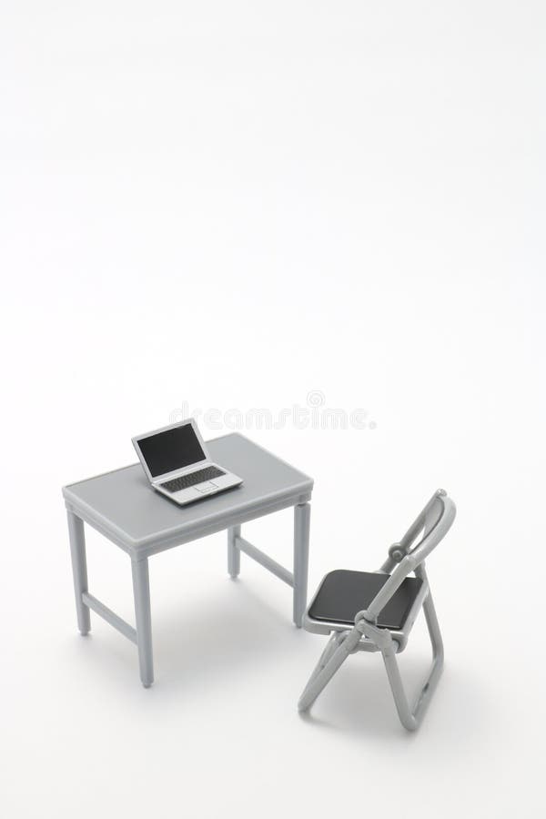 Miniature Notebook PC, Office Table and Chair. Stock Photo - Image of ...