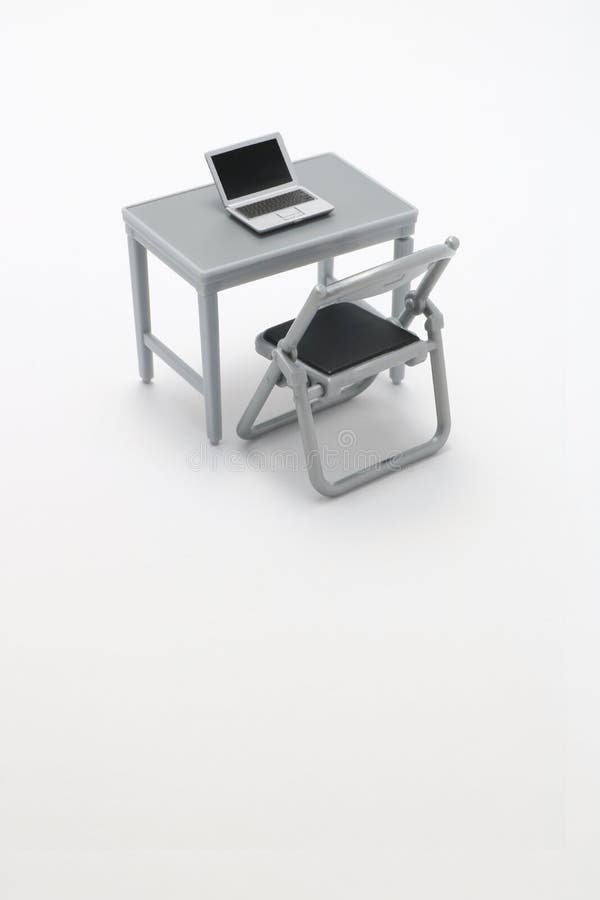 Miniature Notebook PC, Office Table and Chair. Stock Photo - Image of ...