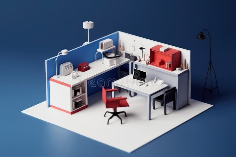 Miniature Office Workspace. Generate Ai Stock Illustration ...