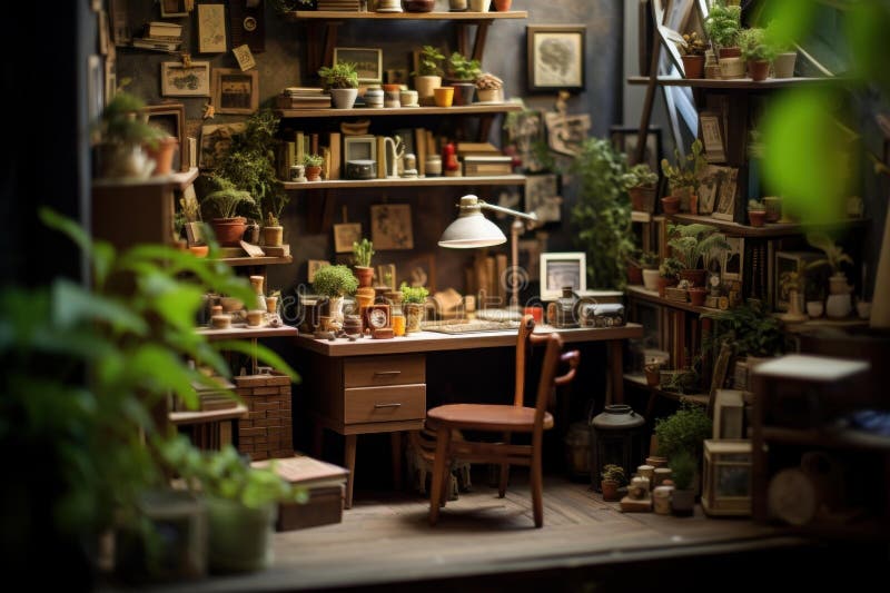 Miniature Office Workspace. Generate Ai Stock Illustration ...