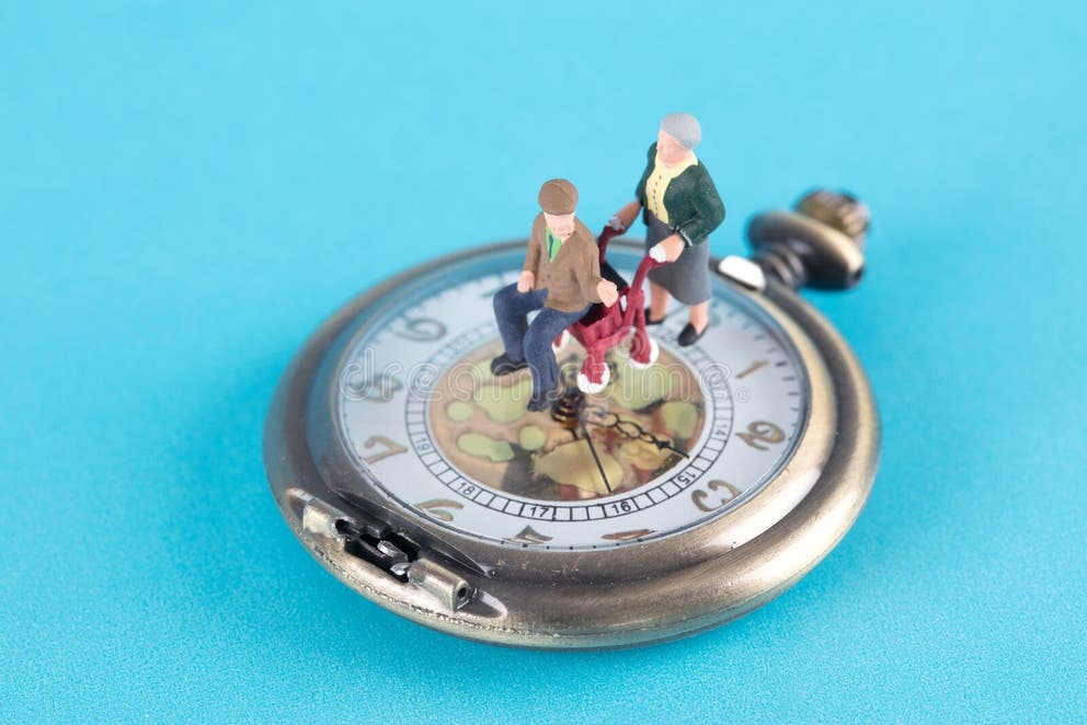 Miniature Old Man Doll Model on Pocket Watch Stock Image - Image of ...