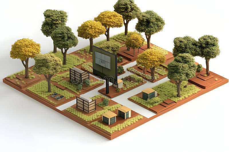 AI-Generated Isometric Park Scene Stock Illustration - Illustration of ...