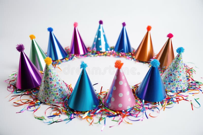 Miniature Party Hats Arranged in a Circle Stock Image - Image of circle ...