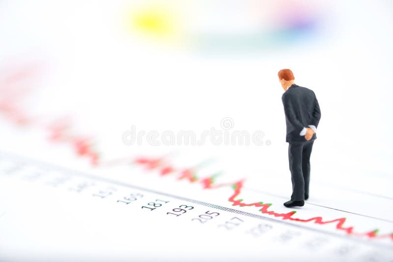 Businessman Look at the Stock Trend Increase or Decrease with Copy ...