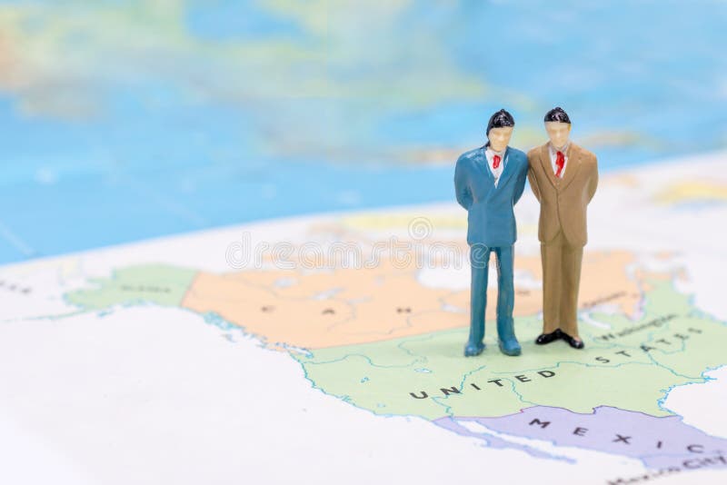 Miniature People, Businessman Standing on Map American Stock Photo ...