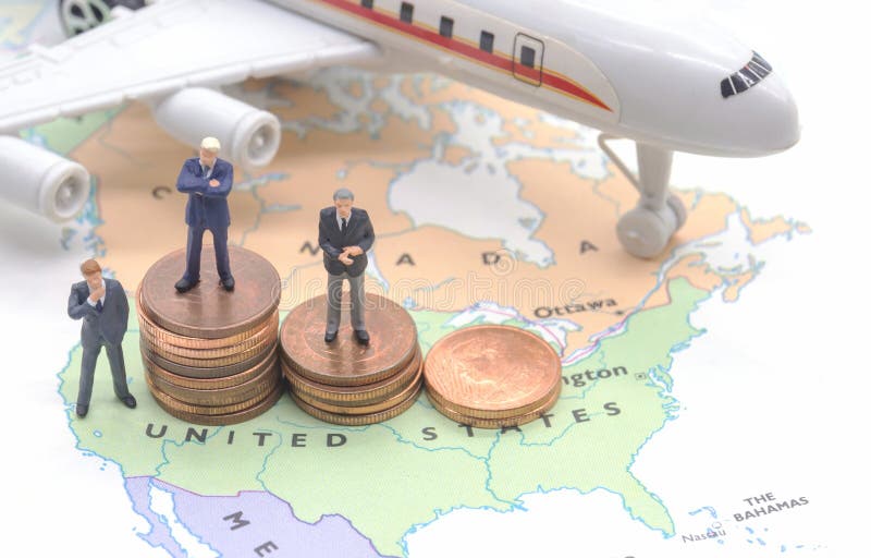 Miniature People, Businessman Standing on Map American Stock Photo ...