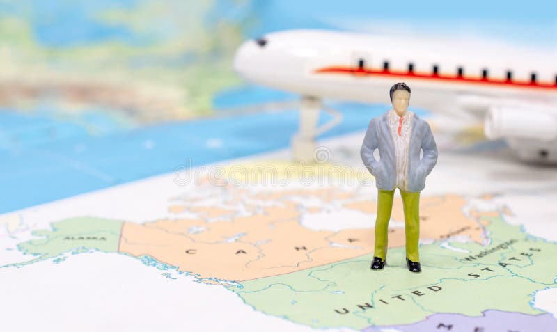 Miniature People, Businessman Standing on Map American Stock Photo ...