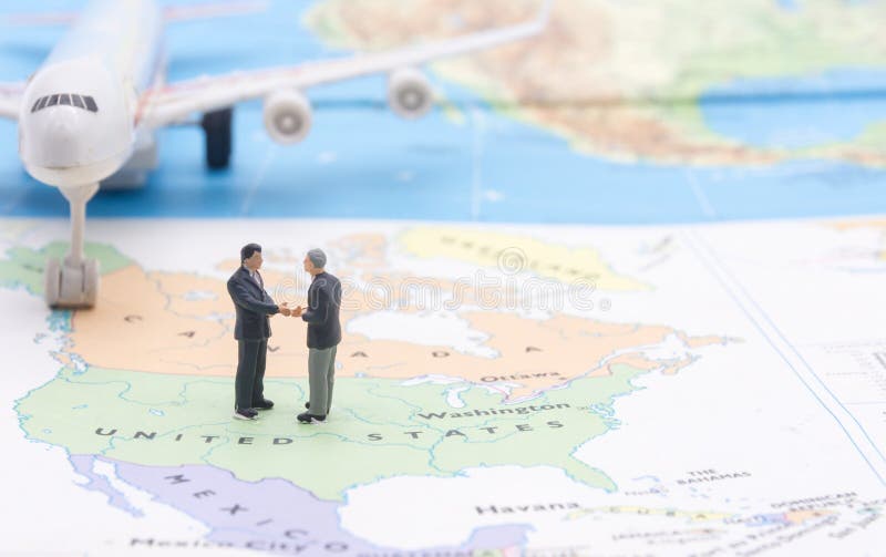 Miniature People, Businessman Standing on Map American Stock Image ...