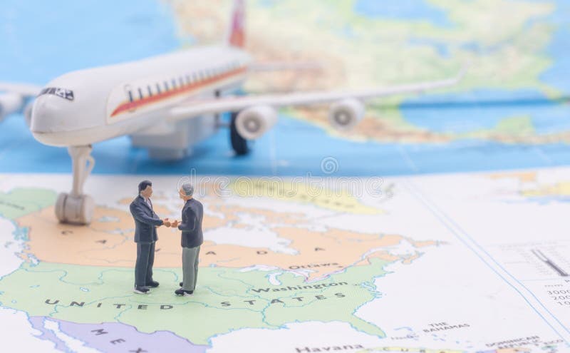 Miniature People, Businessman Standing on Map American Stock Photo ...