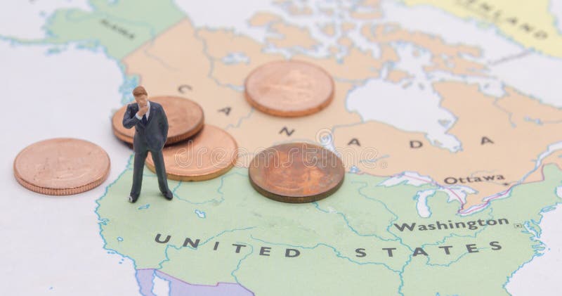 Miniature People, Businessman Standing on Map American Stock Image ...