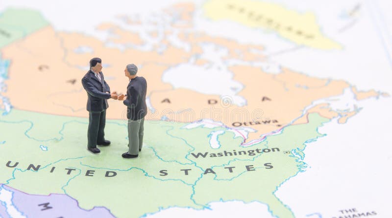 Miniature People, Businessman Standing on Map American Stock Image ...