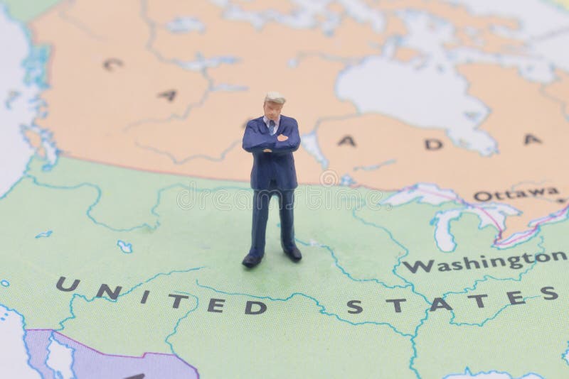 Miniature People, Businessman Standing on Map American Stock Image ...
