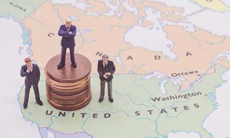 Miniature People, Businessman Standing on Map American Stock Photo ...
