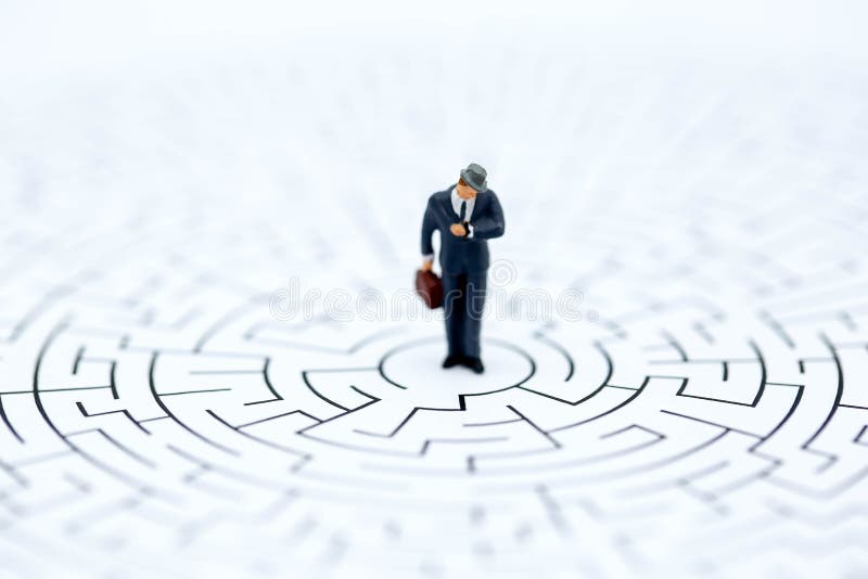 Miniature People : Businessman Standing on Maze,Concepts of Fi Stock ...