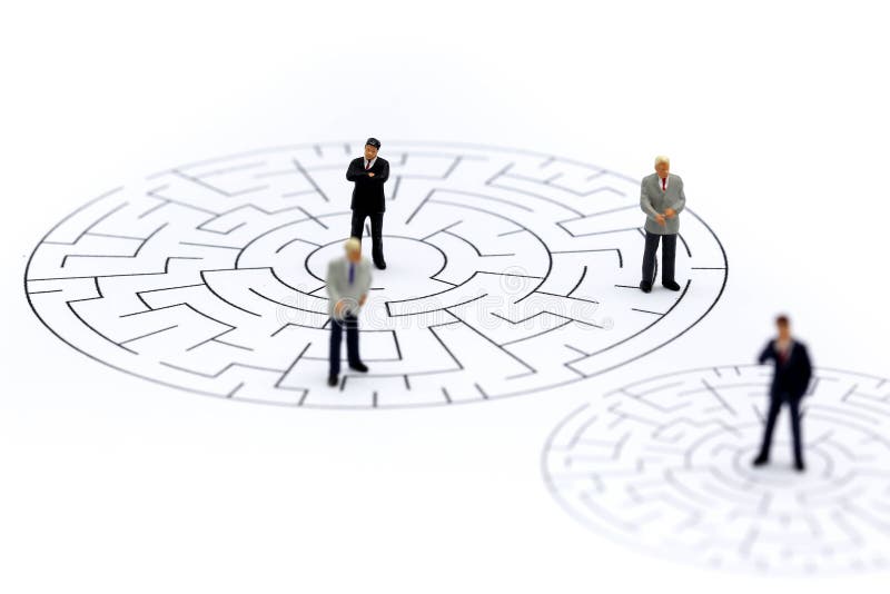 Miniature People: Businessman Standing on Start Point of Maze , Stock ... Miniature People: Businessman Standing on Start Point of Maze , Stock ...