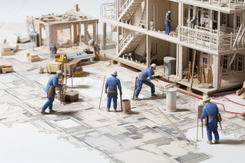 Miniature People : Construction Workers Working on Construction Site ...