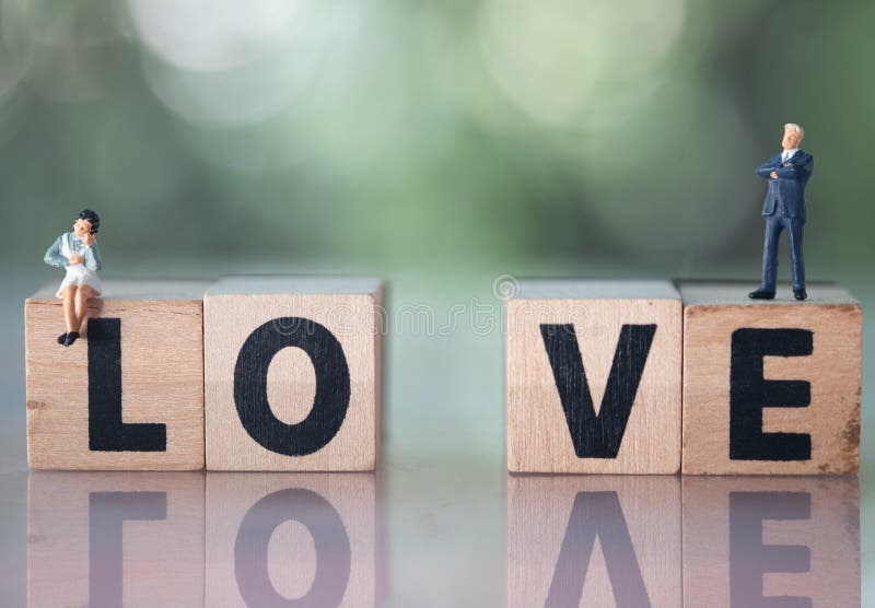 Miniature People : Couple of Love with LOVE Text. Concept for Use in ...