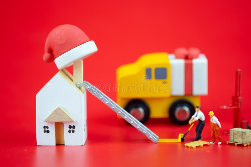 Miniature People Creating Christmas Decorations. Creative Concept in ...