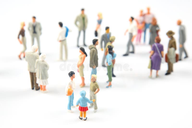 Miniature People. Different People Communicate with Each Other on a ...