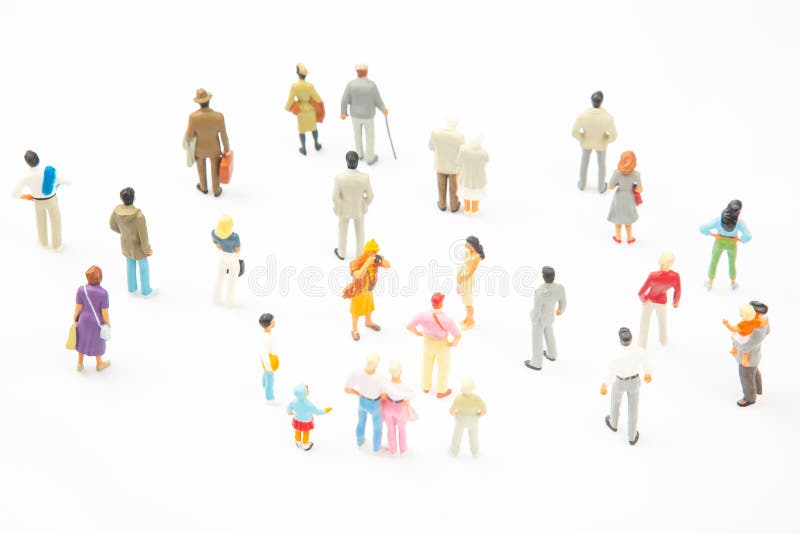 Miniature People. Different People Stand on a White Background. People ...