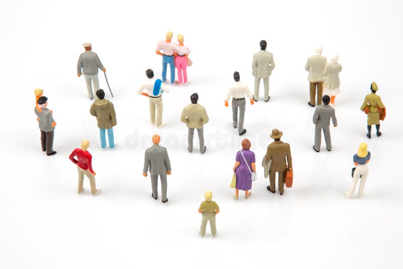 Miniature People. Different People Stand on a White Background Stock ...