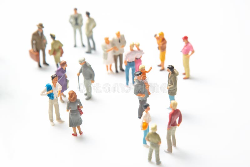 Miniature People. Different People Stand on a White Background Stock ...