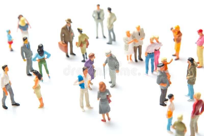 Miniature People. Different People Stand on a White Background Stock ...