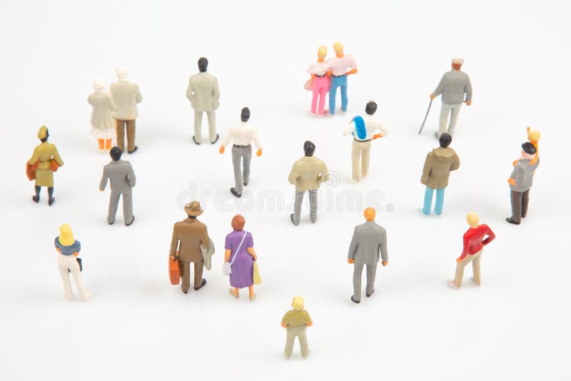 Miniature People. Different People Stand on a White Background Stock ...