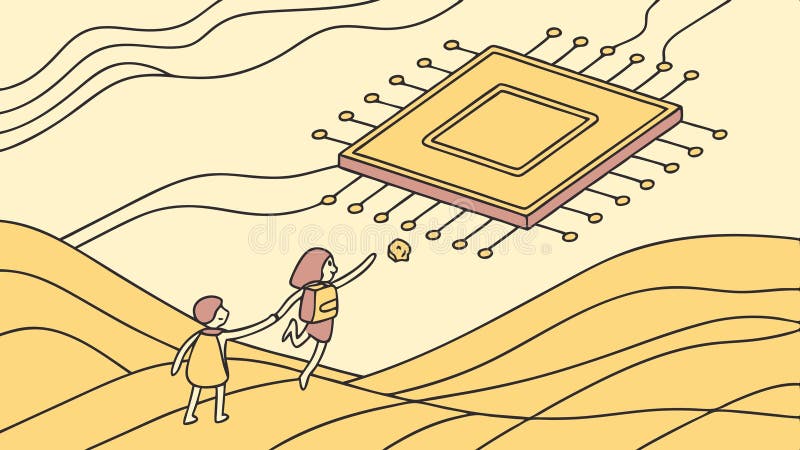 Miniature People Exploring a Microchip, Innovation and Scale, Vector ...
